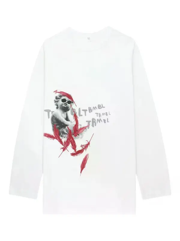 Y’s Cherub-print Long-sleeve T-shirt - White