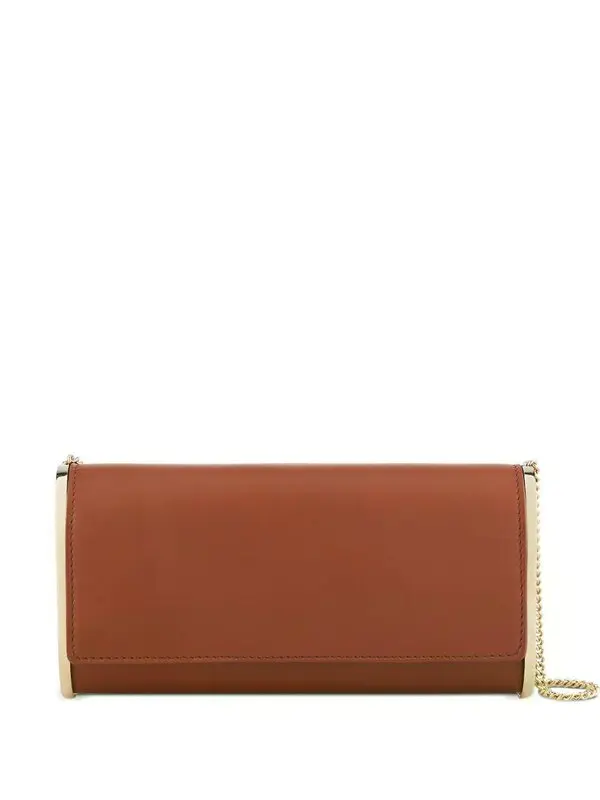 AQUAZZURA Leather Shoulder Bag With Metallic Top - Brown