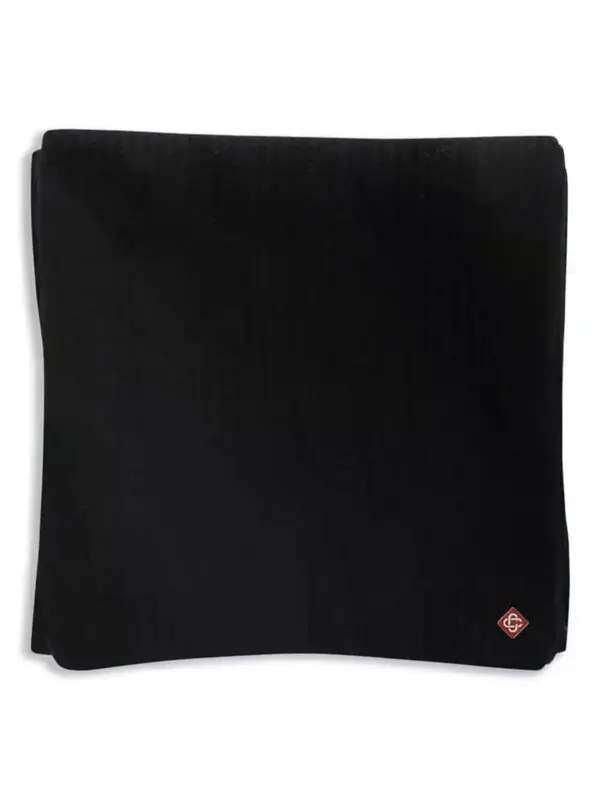 Casablanca Ribbed Logo Scarf - Black