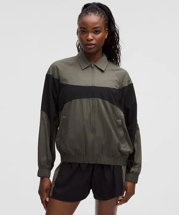 Lululemon Nylon Collared Track Jacket - Army Green/black