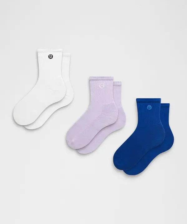 Lululemon Daily Essential Quarter Socks - Riverside/sheer Violet/white