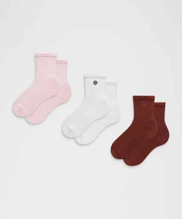 Lululemon Daily Essential Quarter Socks - Rockwood/white/blissful Pink