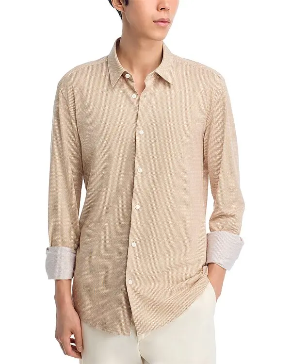 BOSS Roan Slim Fit Stretch Button-front Shirt - Medium Beige