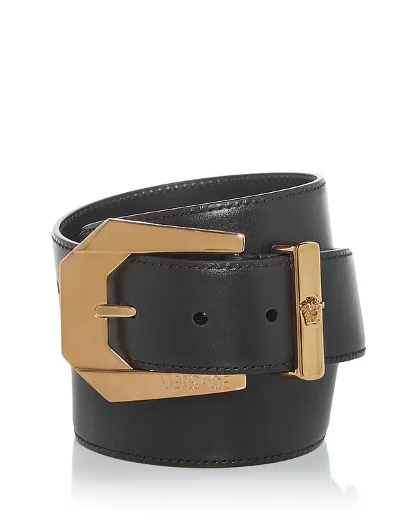 Versace Medusa Heritage Leather Belt - Black Versace Gold