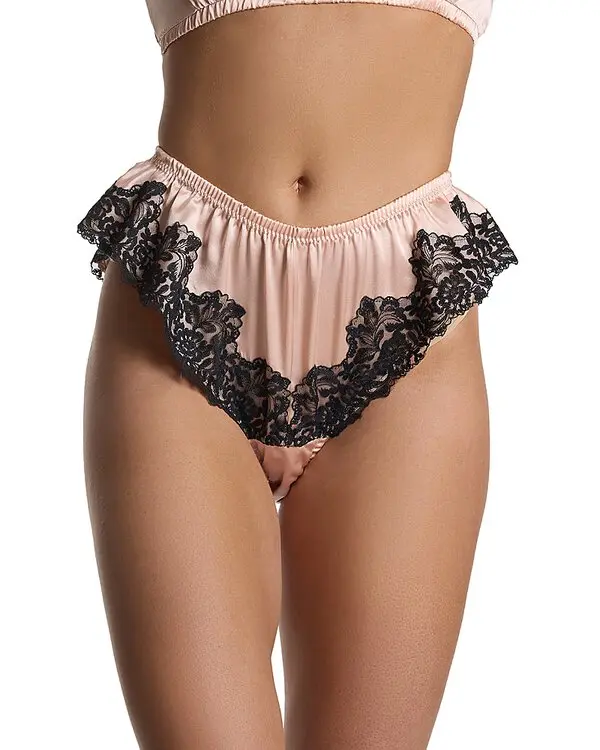 Hanky Panky X Lexi Wood Victoria Flutter Silk Tanga - Lexi Blush/black