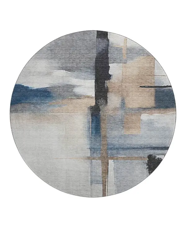 DALYN RUG COMPANY Dalyn Ravenna Washable Rn9 Round Area Rug, 8' X 8 - Blue