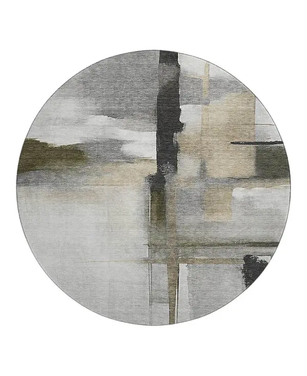 DALYN RUG COMPANY Dalyn Ravenna Washable Rn9 Round Area Rug, 8' X 8 - Gray