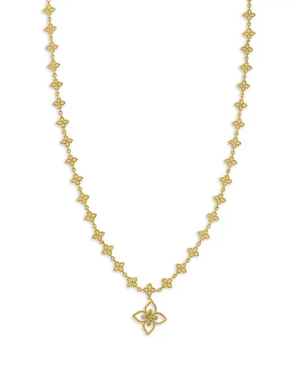 Roberto Coin 18k Diamond Flower Pendant Necklace - Yellow Gold