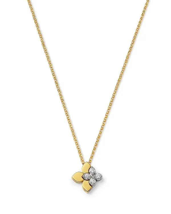 Roberto Coin 18k Gold Love In Verona Diamond Flower Pendant Necklace - White/gold