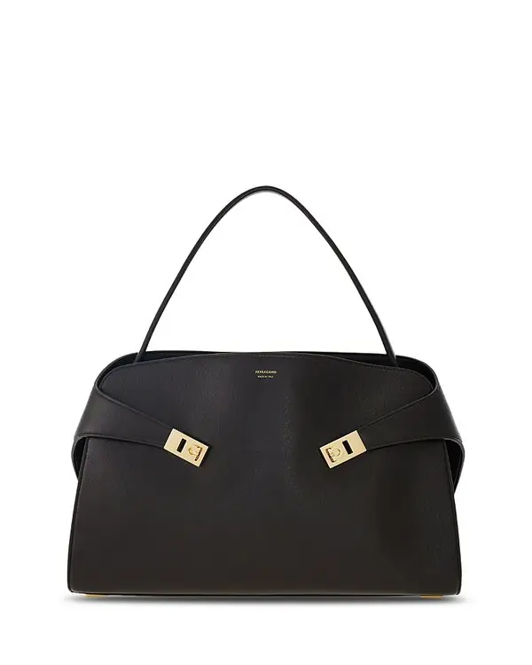 FERRAGAMO Hug Leather Shoulder Bag - Testa Di Moro