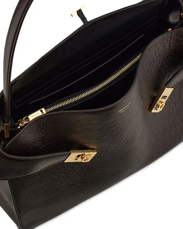 FERRAGAMO Hug Leather Shoulder Bag - Testa Di Moro