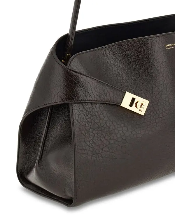FERRAGAMO Hug Leather Shoulder Bag - Testa Di Moro