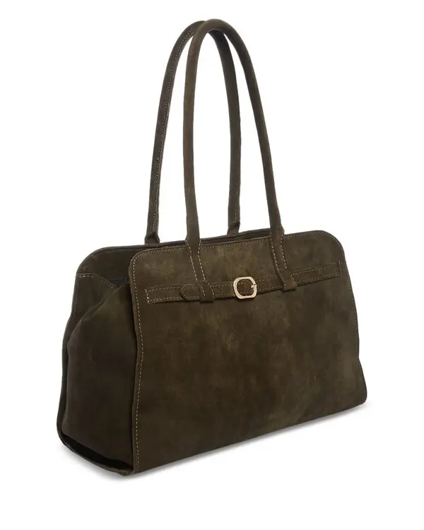 Aqua Suede Belted Shoulder Bag