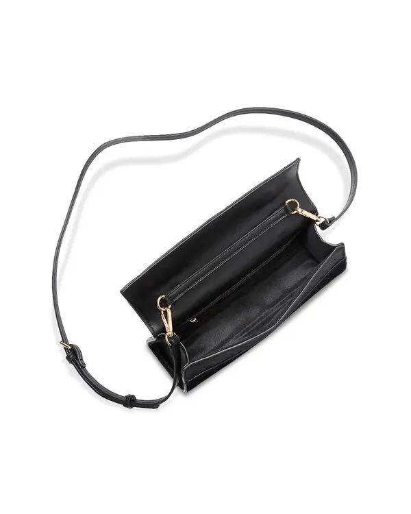 Aqua East West Calf Hair Top Handle Shoulder Bag - Black