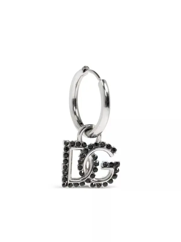Dolce & Gabbana Dg-logo Single Hoop Earring - Silver