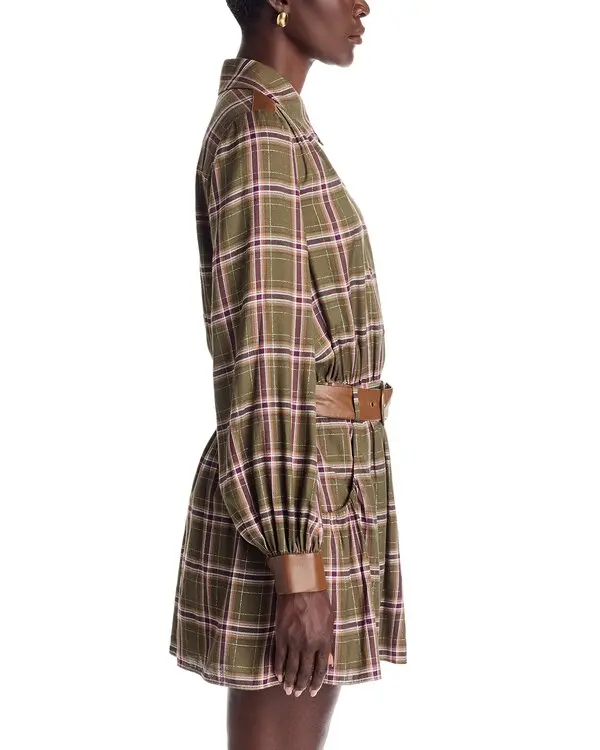 Ramy Brook Jim Belted Plaid Dress
