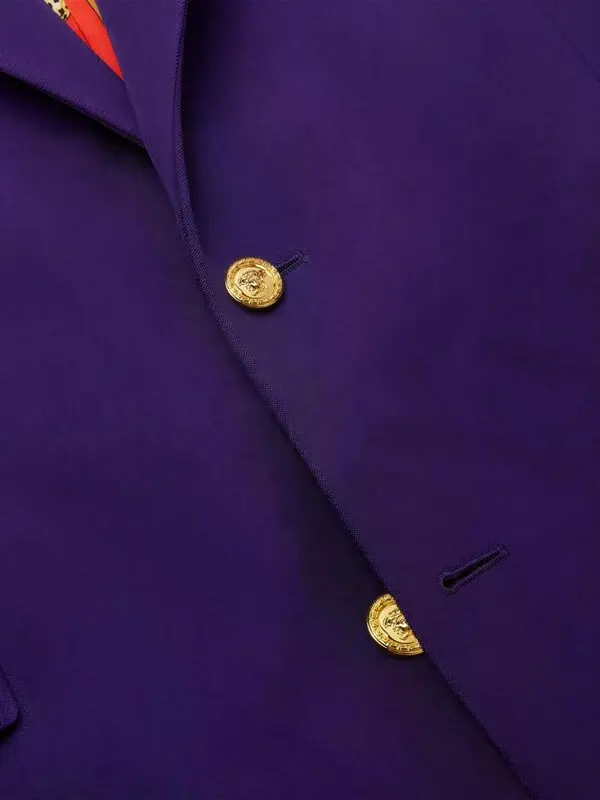 Versace Gold-button Jacket With Animal-print Lining