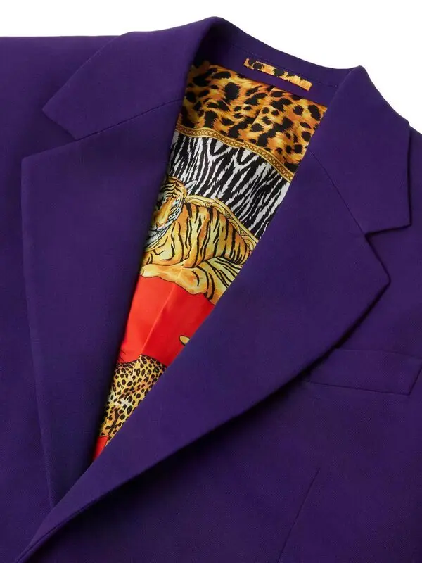 Versace Gold-button Jacket With Animal-print Lining