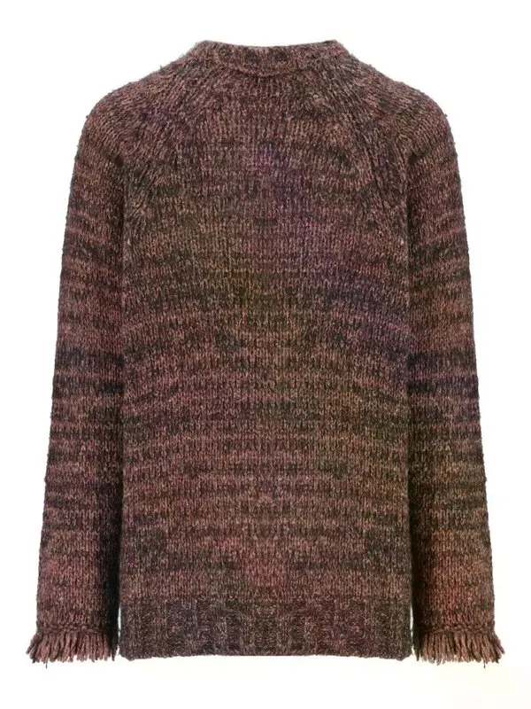 LANEUS Fringed Crew-neck Sweater