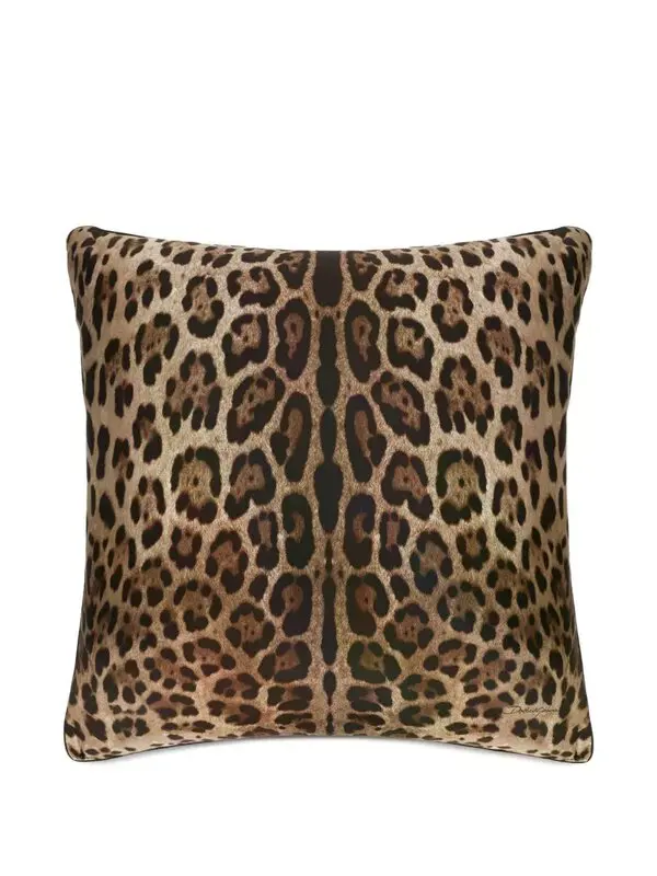 Dolce & Gabbana Leopard-print Silk Cushion - Brown