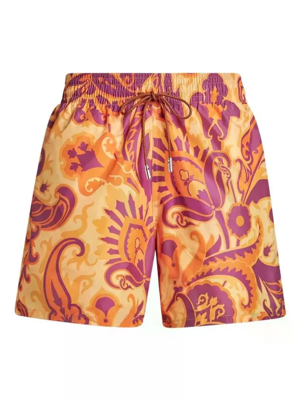 Etro Paisley-print Swim Shorts - Orange