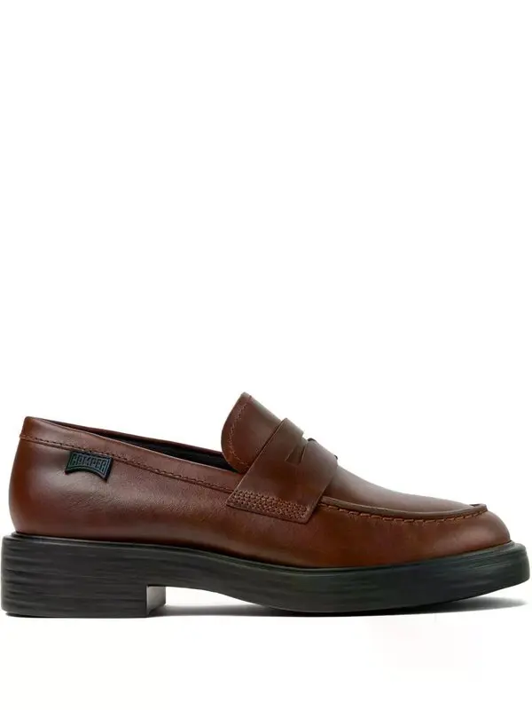 Camper Dean Leather Penny Loafers - Brown