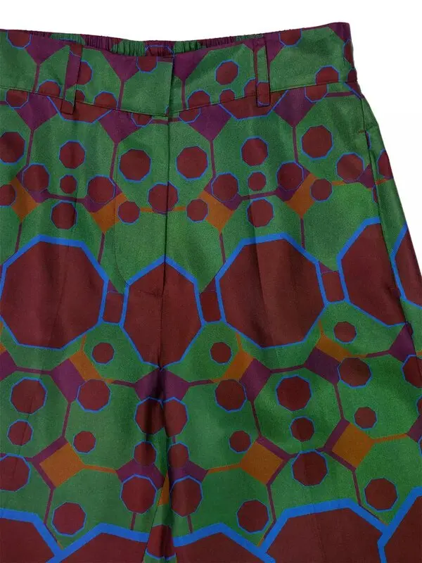 PAULA Geometric-print Trousers - Green