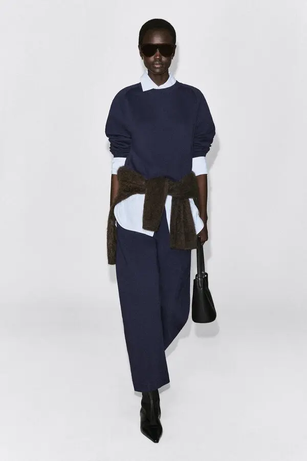 Cos Cotton Sweatshirt - Navy