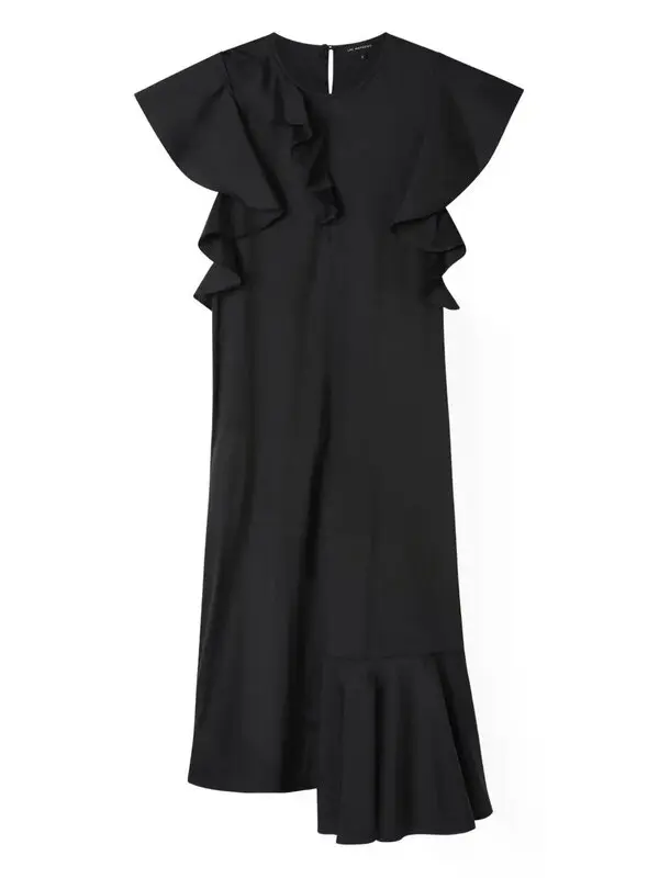 LEE MATHEWS Ruffle-detail Midi Dress