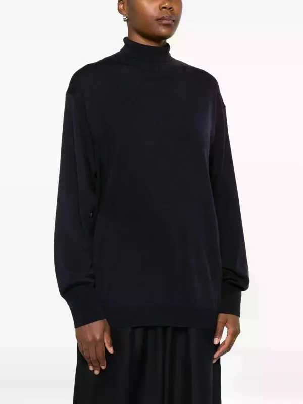 Erika Cavallini Wool Turtleneck Sweater - Blue