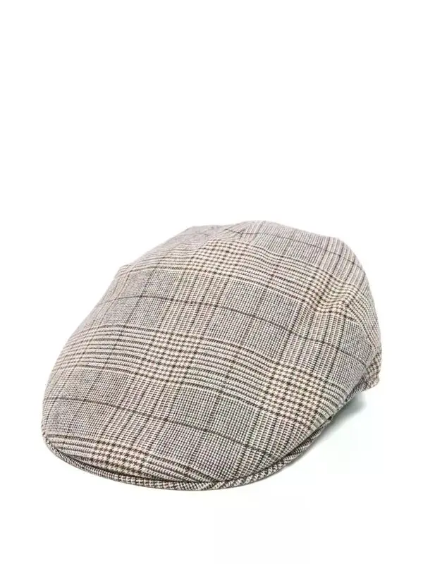 Borsalino Checked Flat Cap - Neutrals