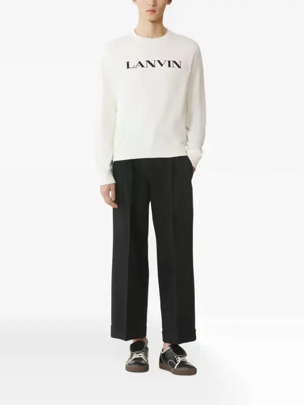 LANVIN Logo-embroidered Cotton Sweatshirt - White