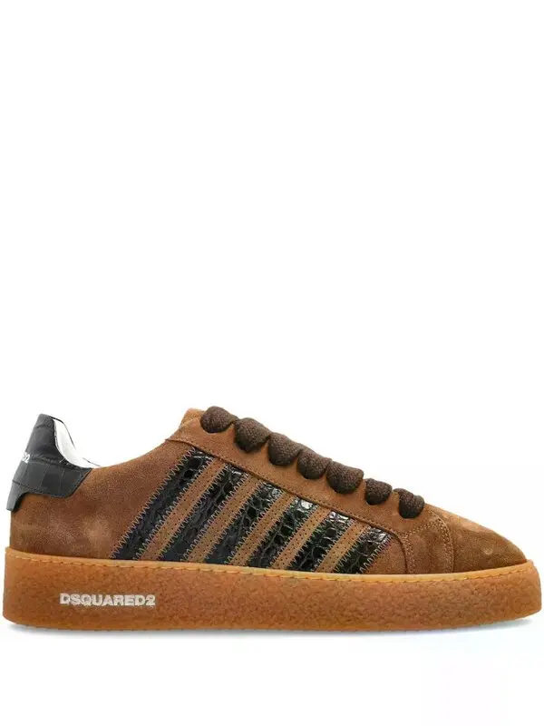 Dsquared2 Leather Striped Detail Sneakers - Brown