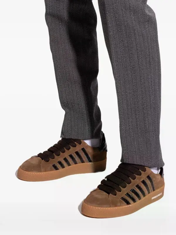 Dsquared2 Leather Striped Detail Sneakers - Brown