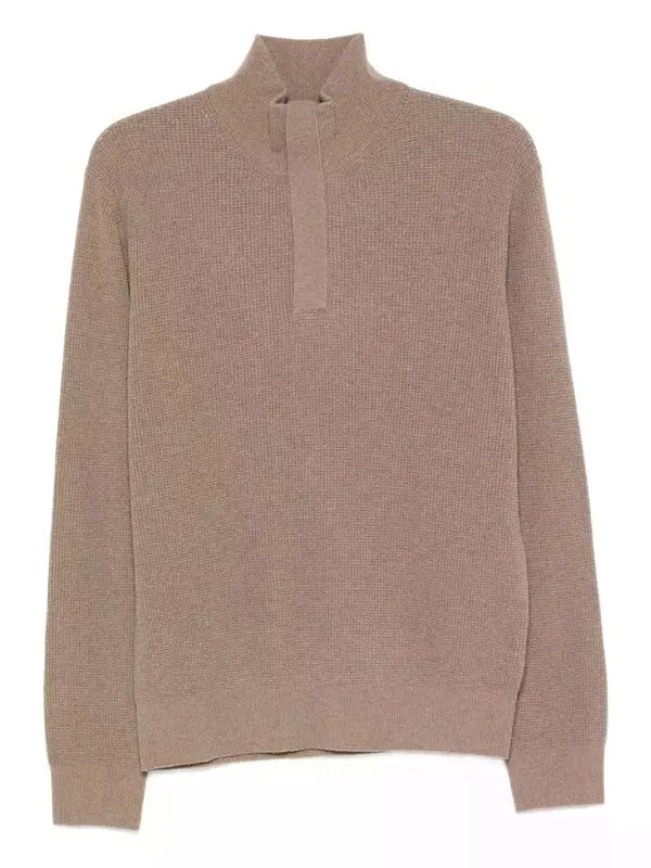 Canali High-neck Half-zip Sweater - Neutrals