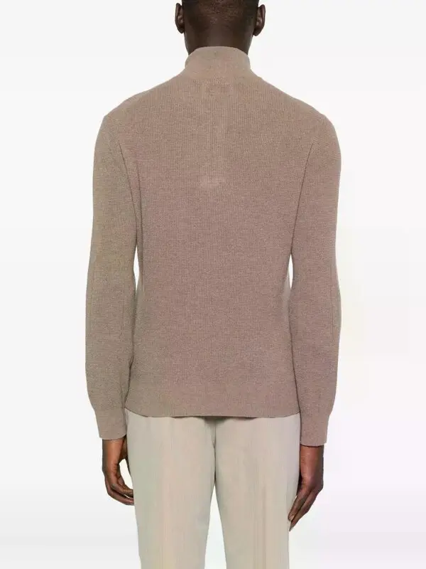 Canali High-neck Half-zip Sweater - Neutrals