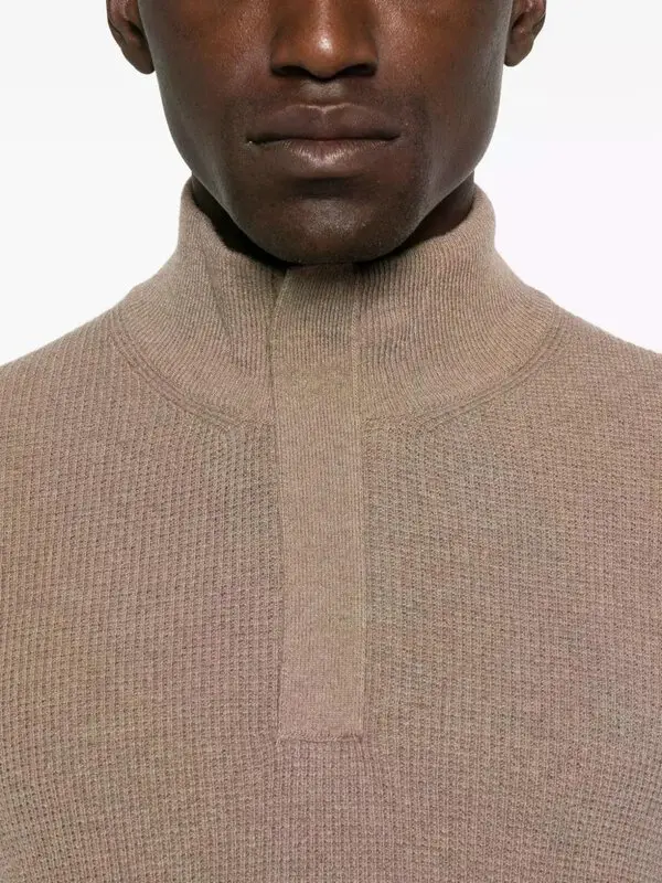 Canali High-neck Half-zip Sweater - Neutrals