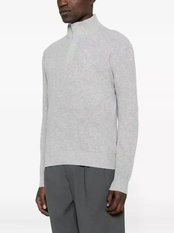 Canali Ribbed High-neck Sweater - Grey