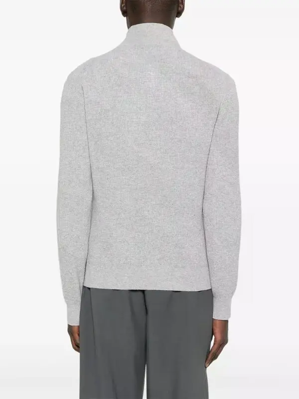Canali Ribbed High-neck Sweater - Grey