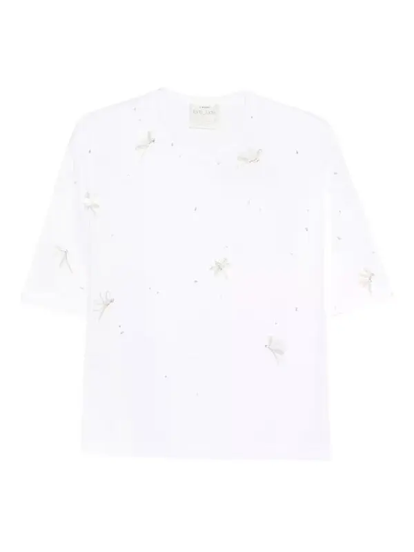 FORTE_FORTE Dragonfly Embellished T-shirt - White