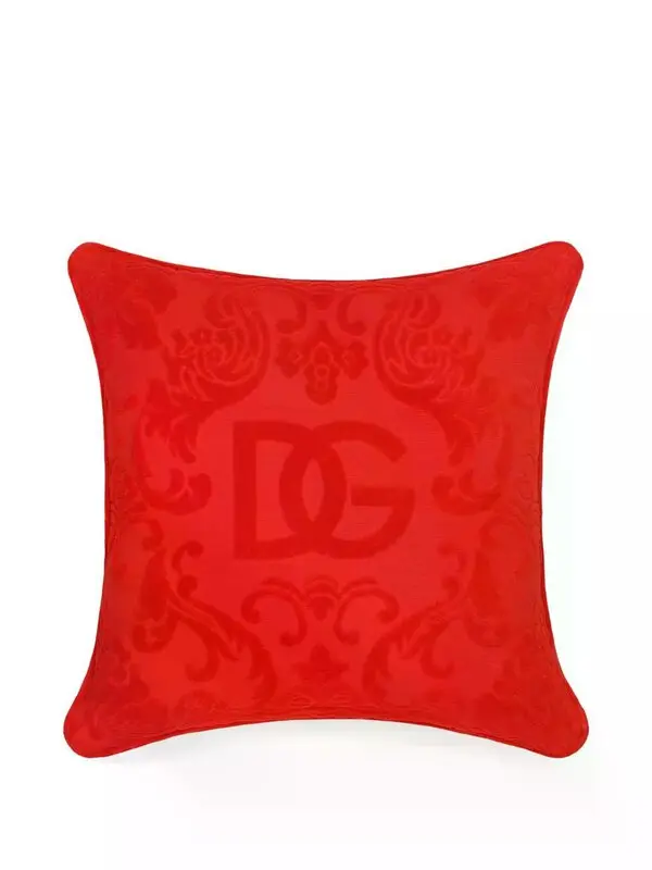Dolce & Gabbana Dg-logo Velvet Cushion - Red