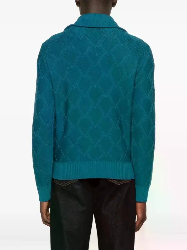 Canali Diamond-pattern Zip-neck Sweater