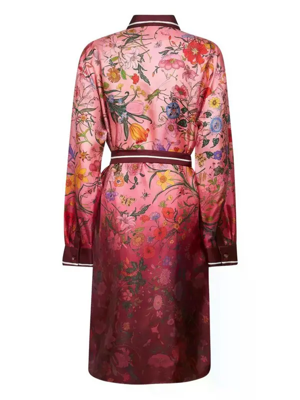 Gucci Floral-print Belted Shirt Dress