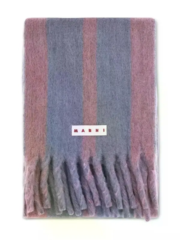 Marni Striped Fringed Scarf - Grey