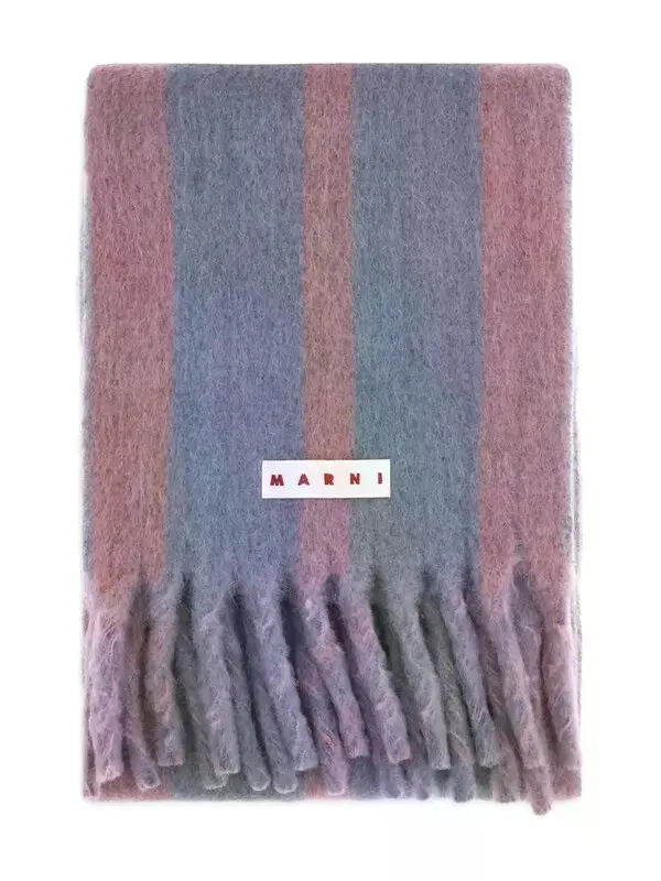 Marni Striped Fringed Scarf - Grey