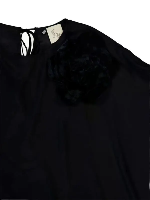 PAULA Flower-embellished Silk Maxi Dress - Black