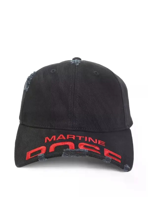 Martine Rose Distressed Logo Baseball Cap - Black