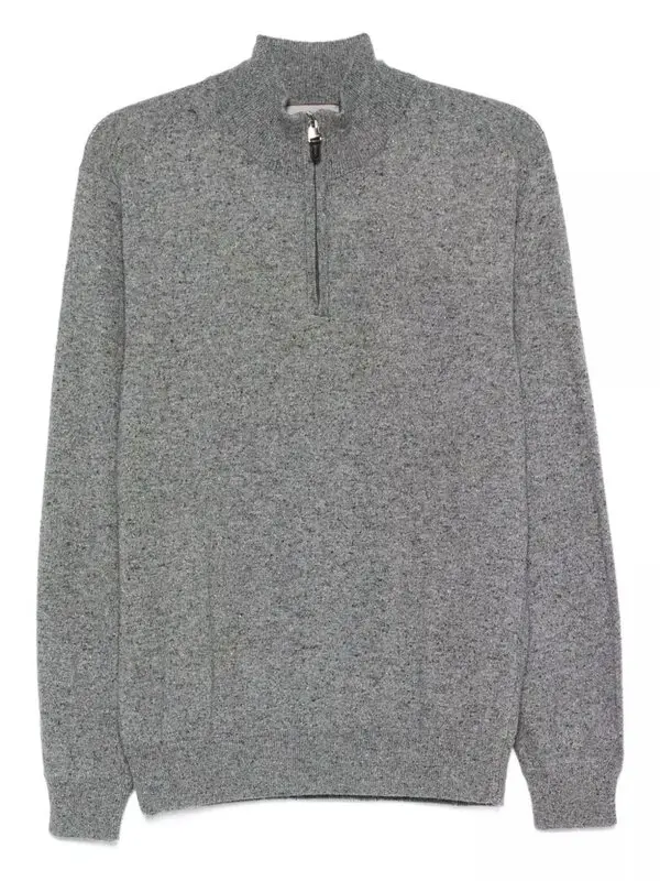 Canali Wool Half-zip Sweater - Grey