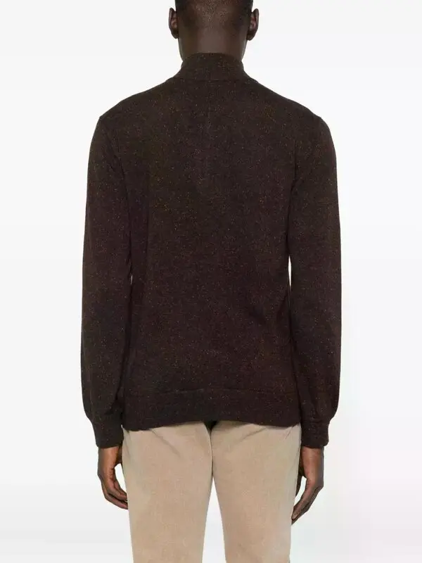 Canali Speckled Wool Half-zip Sweater - Brown