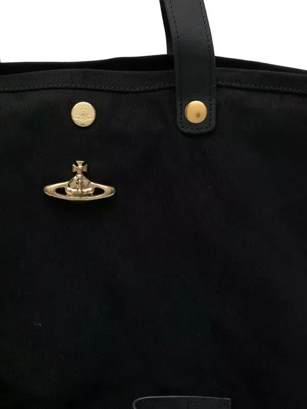 VIVIENNE WESTWOOD Orb-plaque Cotton Tote Bag - Black